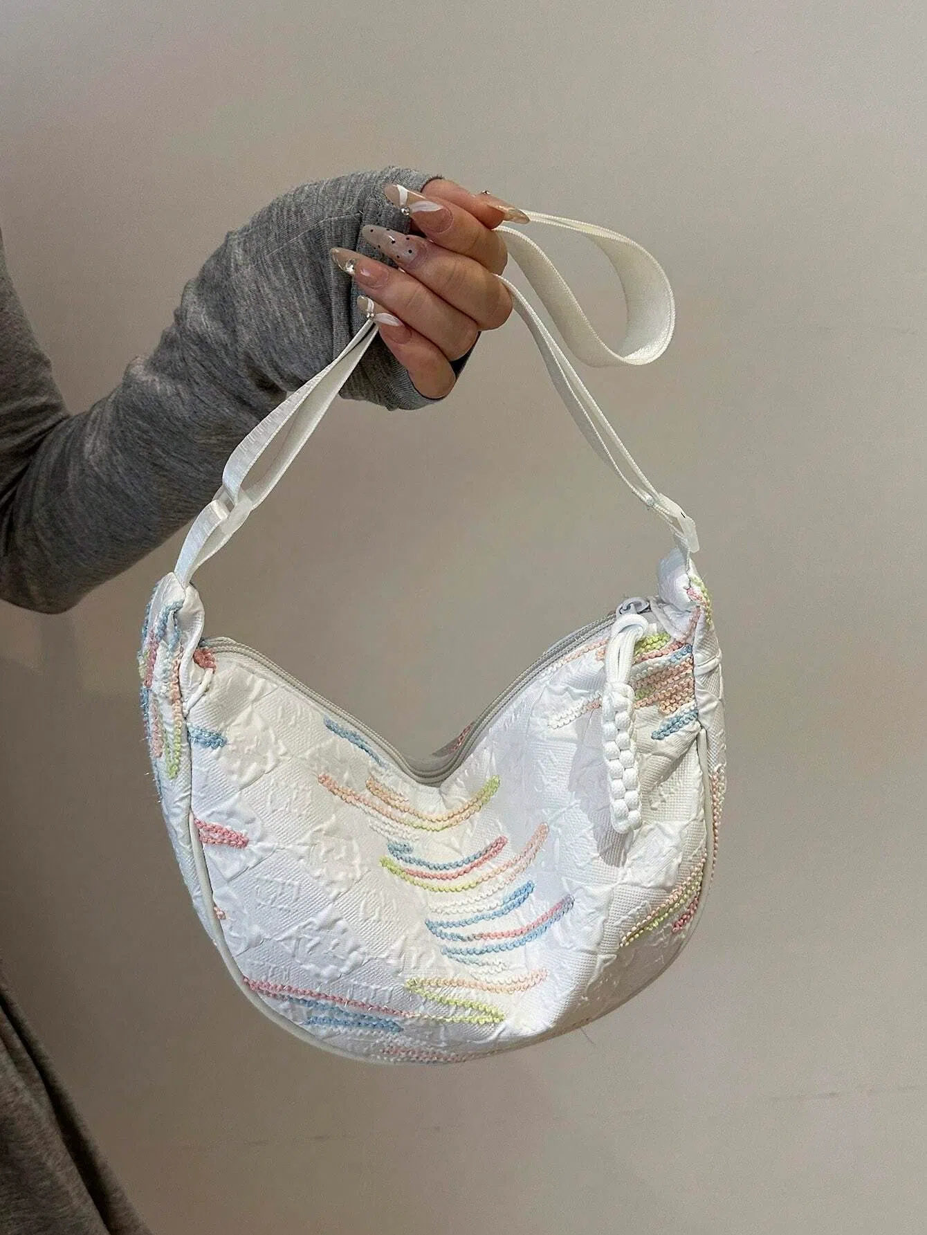 Fashionable Color-Blocking Striped Zipper Large Capacity Commute ...